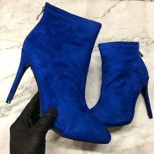 Nordstrom | Shoes | Royal Blue Suede Womens Ankle Booties Heels Boots ...
